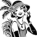 Vintage Flapper Lady SVG Cut File - 5 Elegant Woman With Feathered Hat ...