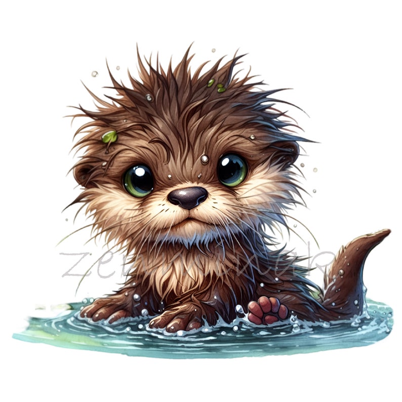 12 PNG Cute Otter Clipart – Whimsical Baby Otter With Flower Crown PNG ...