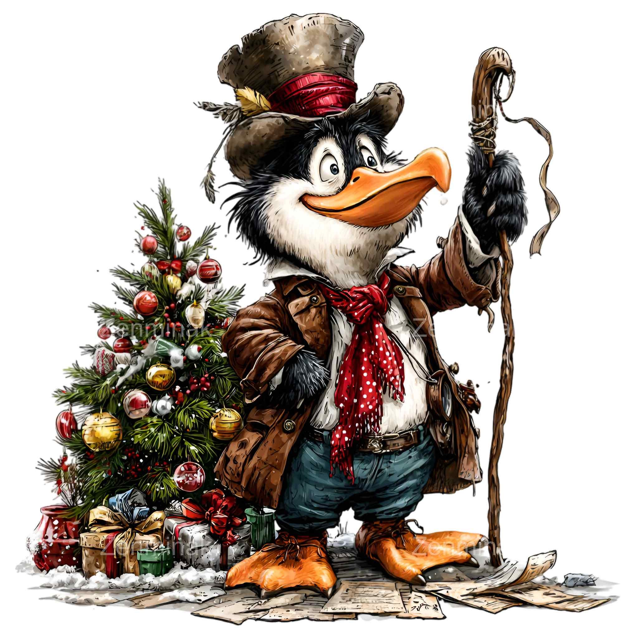16 PNG Christmas Penguin Clipart – Victorian Animal PNG for Cards ...