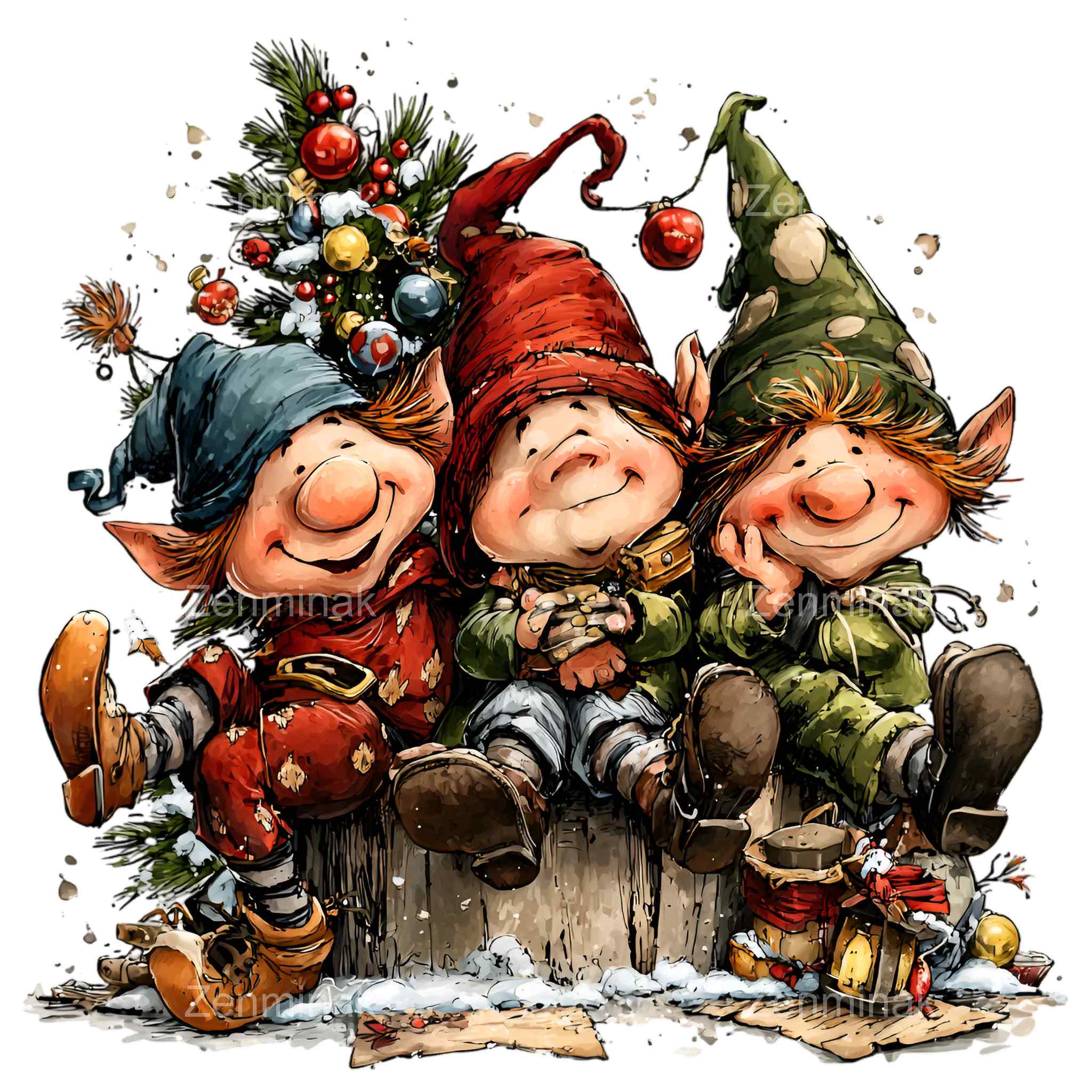 12 PNG Elf Clipart Set – Whimsical Holiday PNG – Cute Christmas Elf Art ...