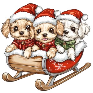 Christmas Puppies PNG Clipart 10 Cute Festive Puppies in Santa Hat and ...