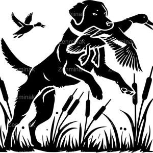4 SVG Labrador Duck Hunting, Jumping Retriever Marsh Scene - Etsy