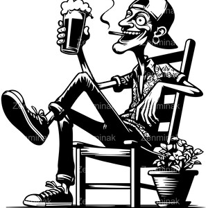 5 SVG Relaxed Drunk Man SVG, Funny Beer Drinker Cut File, Chill Party ...