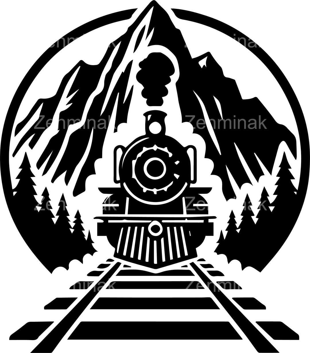 8 SVG Mountain Train SVG – Front View Steam Engine on Tracks Cut File ...