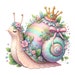 Princess Snail Clipart 14 PNG Adorable Cartoon Snail With Crown and ...