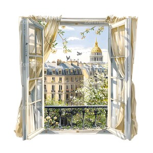 15 Paris Window View PNG Clipart, Eiffel Tower Balcony Illustration ...