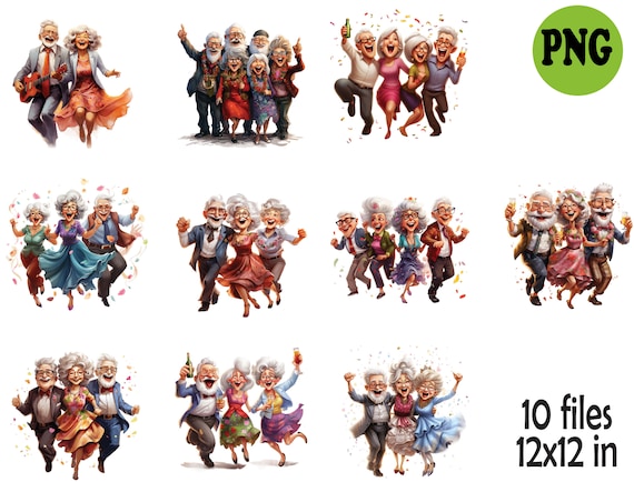 Old People Party Cartoon