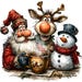 15 PNG Christmas Clipart PNG – Santa With Reindeer and Snowman Art ...