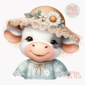 Baby Cow Clipart, Watercolor Cow PNG, Baby Shower PNG, Newborn Wall Art ...