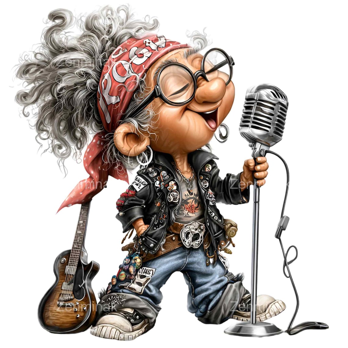 14 PNG Rockstar Grandma – Funny Singing Old Lady Clipart With ...