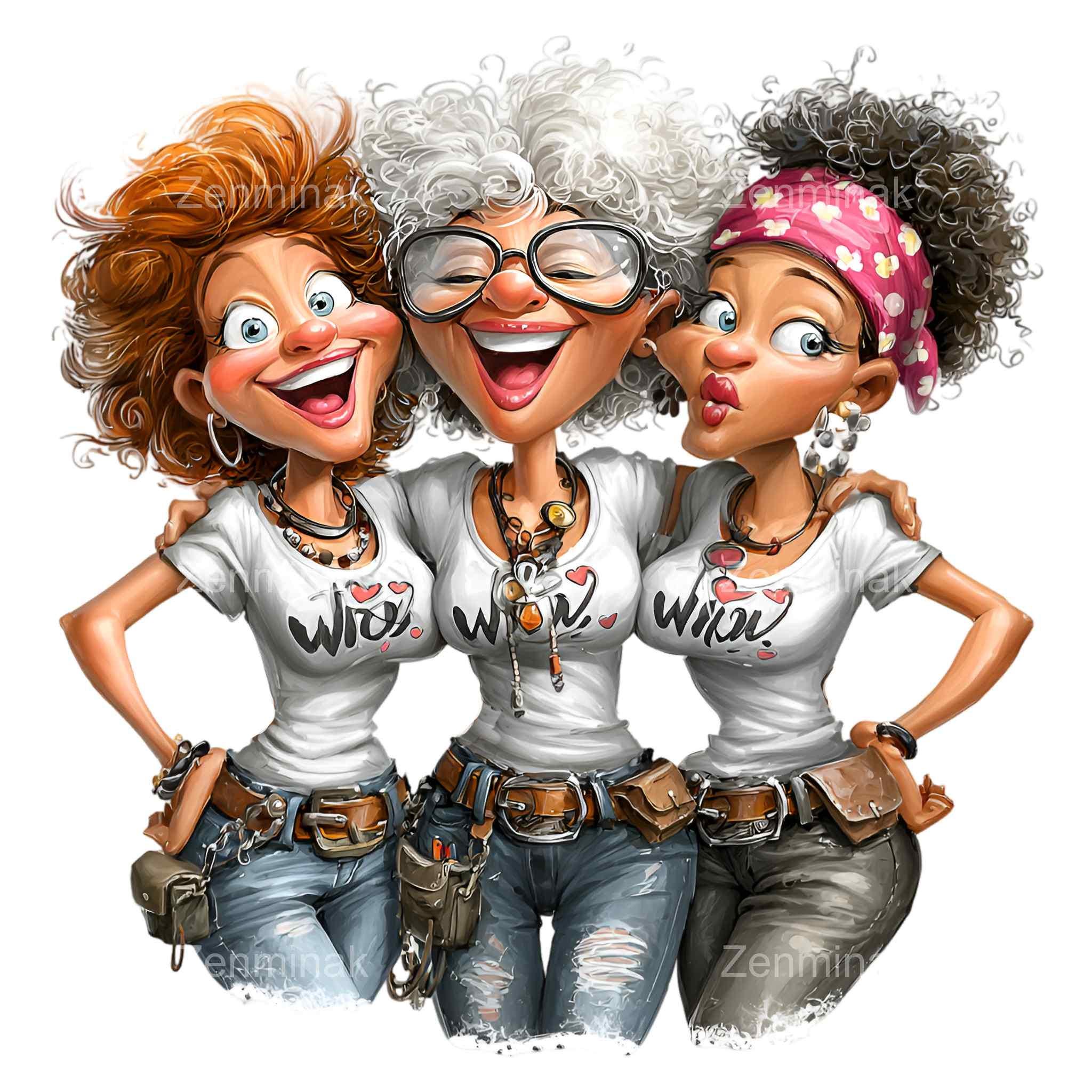 12 PNG Funny Friends – Happy Senior Ladies Clipart for Friendship ...