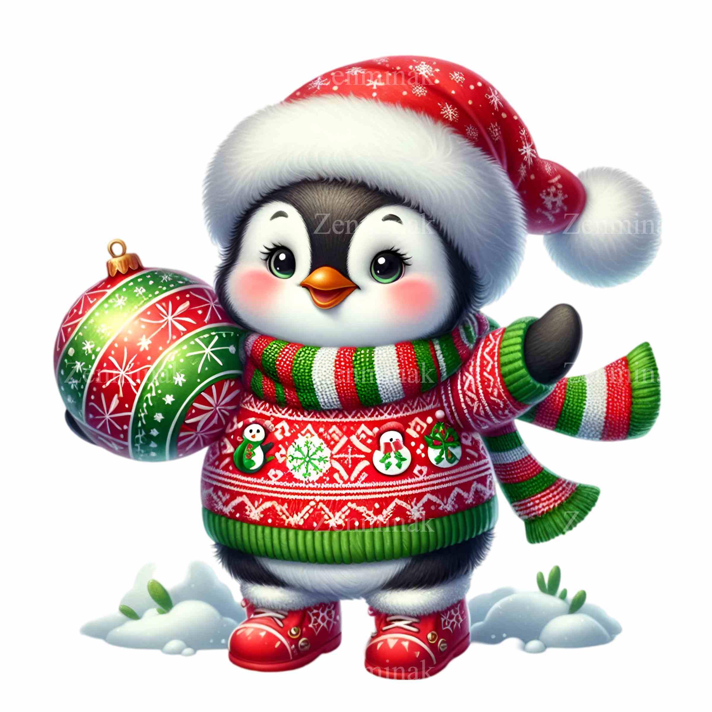 15 PNG Baby Penguin Clipart – Christmas Penguin PNG – Holiday Ornament ...