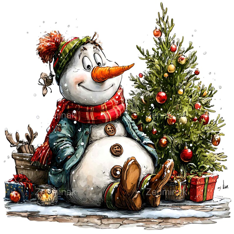 15 PNG Snowman Clipart – Whimsical Winter PNG – Festive Holiday Snow ...