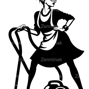 5 SVG Housewife SVG, Retro Cleaning Lady Cut File, Glamorous Vacuuming ...