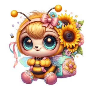 Honey Bee Clipart, 12 PNG Watercolor Baby Clip Art Sunflowers PNG ...