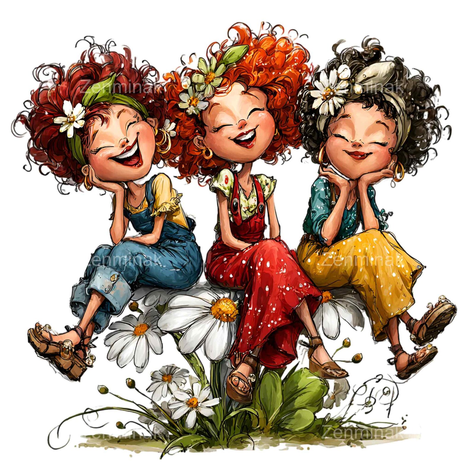 14 PNG Friends Clipart Watercolor Girls, Three Sisters Illustration - Etsy