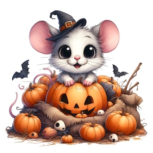 12 PNG Halloween Mouse Pumpkin Autumn Lantern Clipart - Etsy