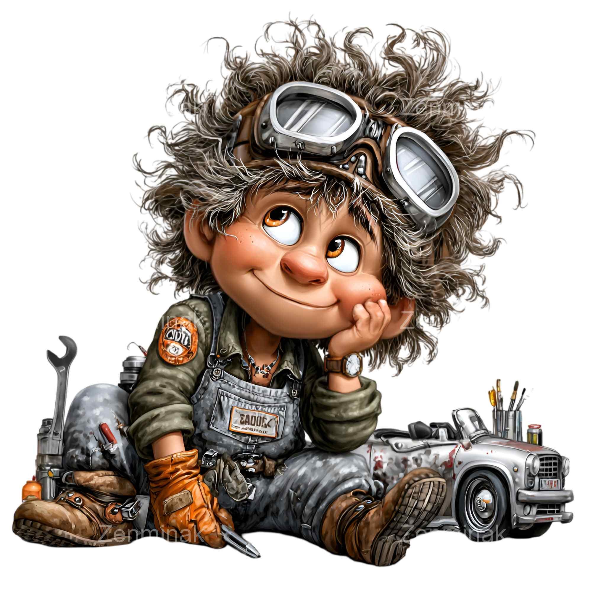 16 PNG Red-haired Mechanic Boy – Funny Cartoon Car Repair Clipart for ...
