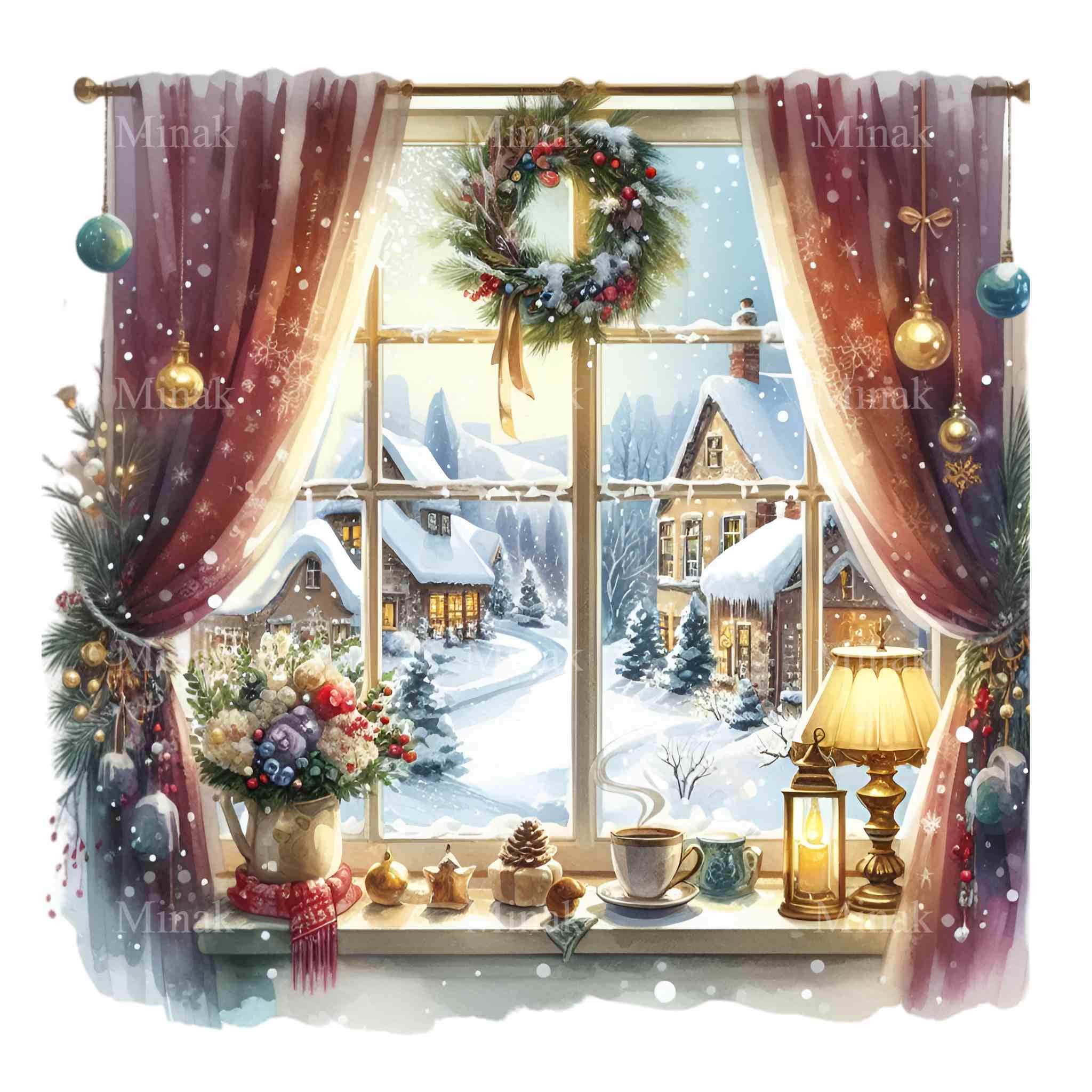 15 PNG Winter Window Scene – Christmas PNG Clipart – Peaceful Holiday ...
