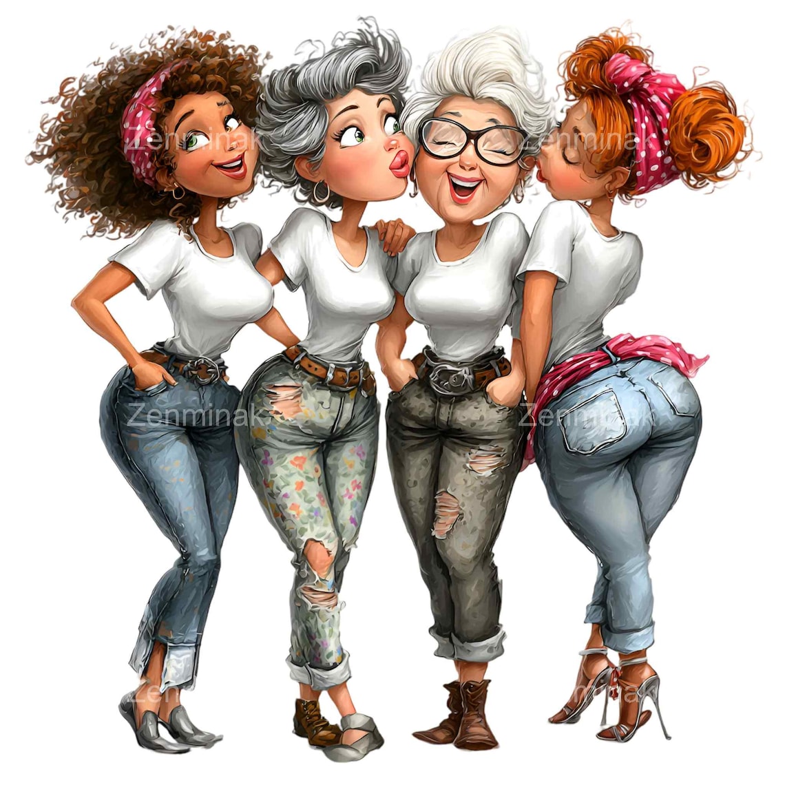 12 PNG Funny Friends – Happy Senior Ladies Clipart for Friendship ...