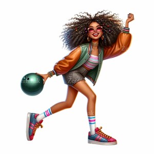 Fun Bowling Girl Art, 14 Afro Hair Fashion Illustration, Bowling Ball ...