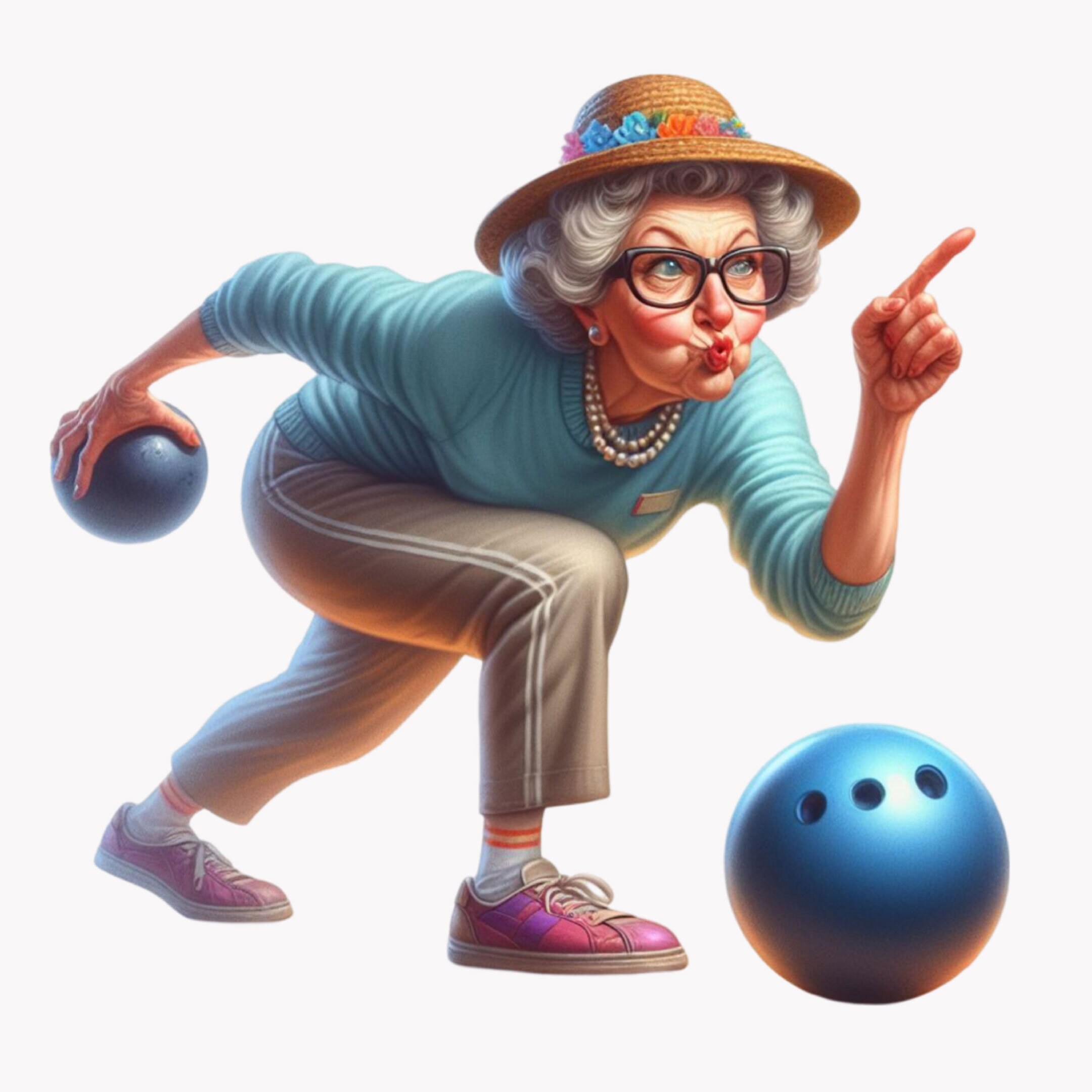 10 PNG Funny Bowling Grandma – PNG Clipart – Quirky Old Lady in Pink ...