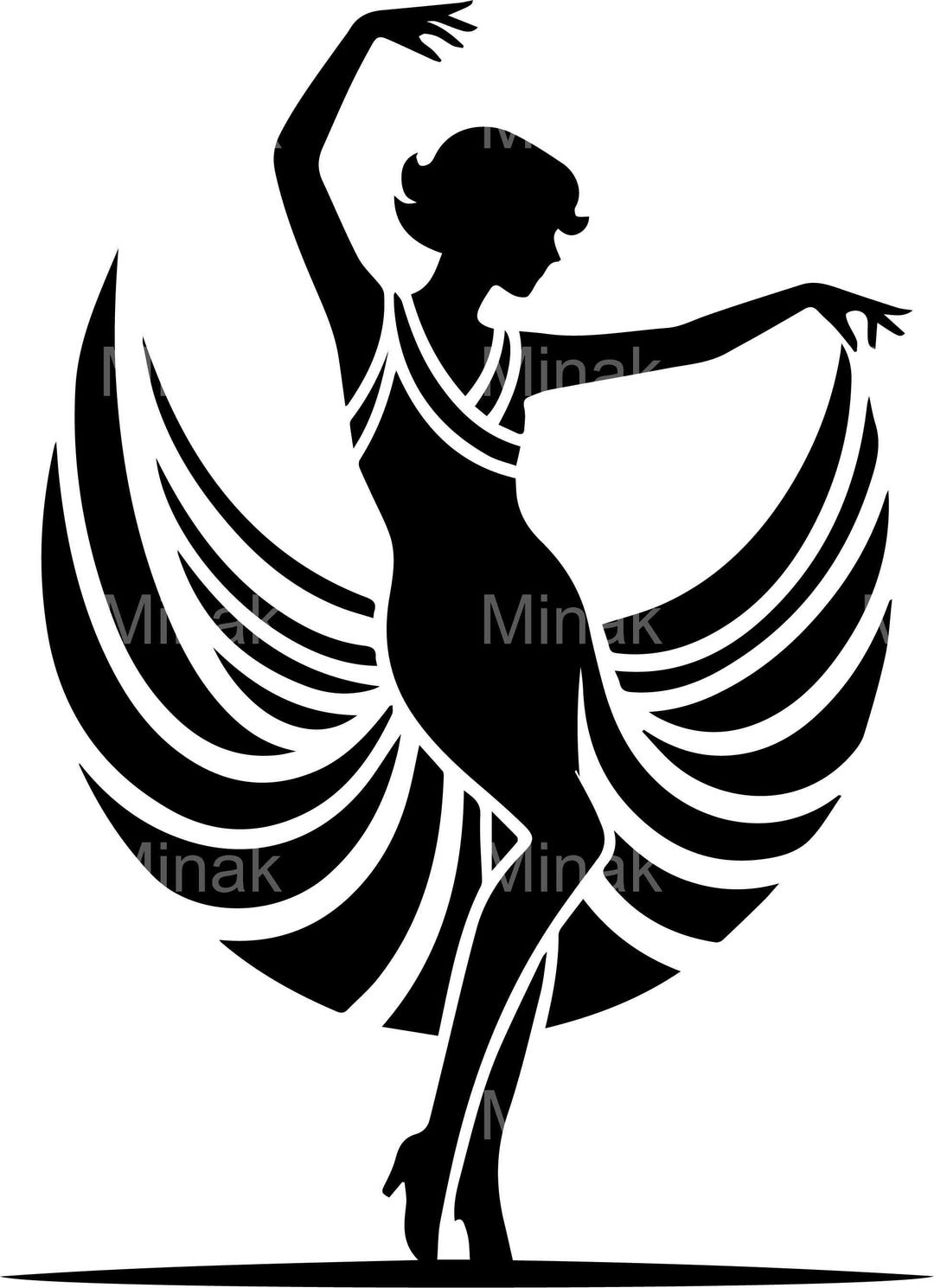 8 SVG Art Deco Lady SVG Cut File, Elegant 1920s Silhouette With Flowing ...