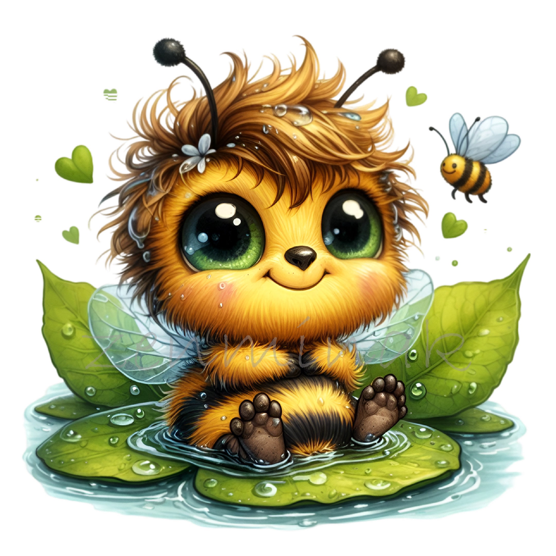 14 PNG Bumblebee Clipart, Messy Hair Bee Spring Garden Graphics - Etsy