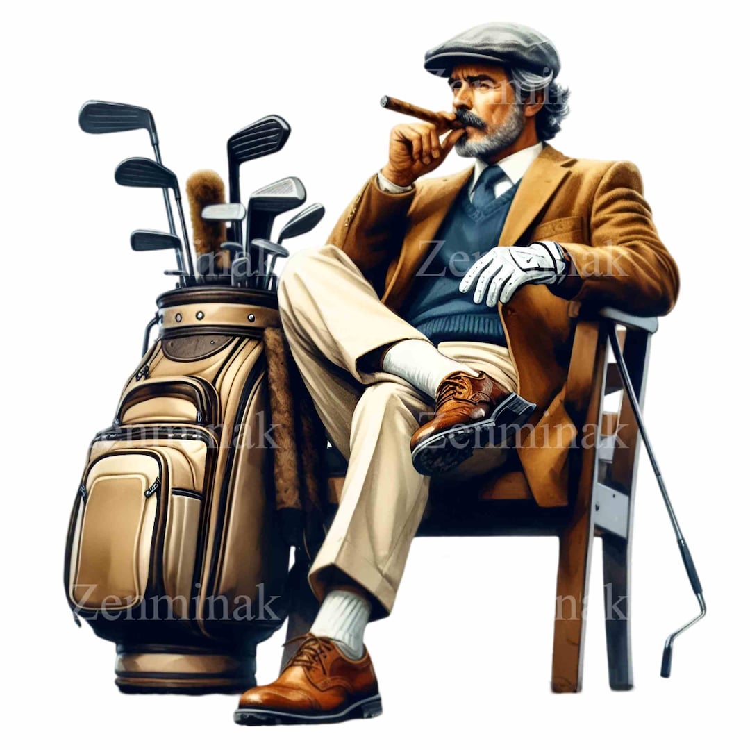 15 Elegant Golfer With Cigar PNG Clipart - Stylish Vintage Golf ...