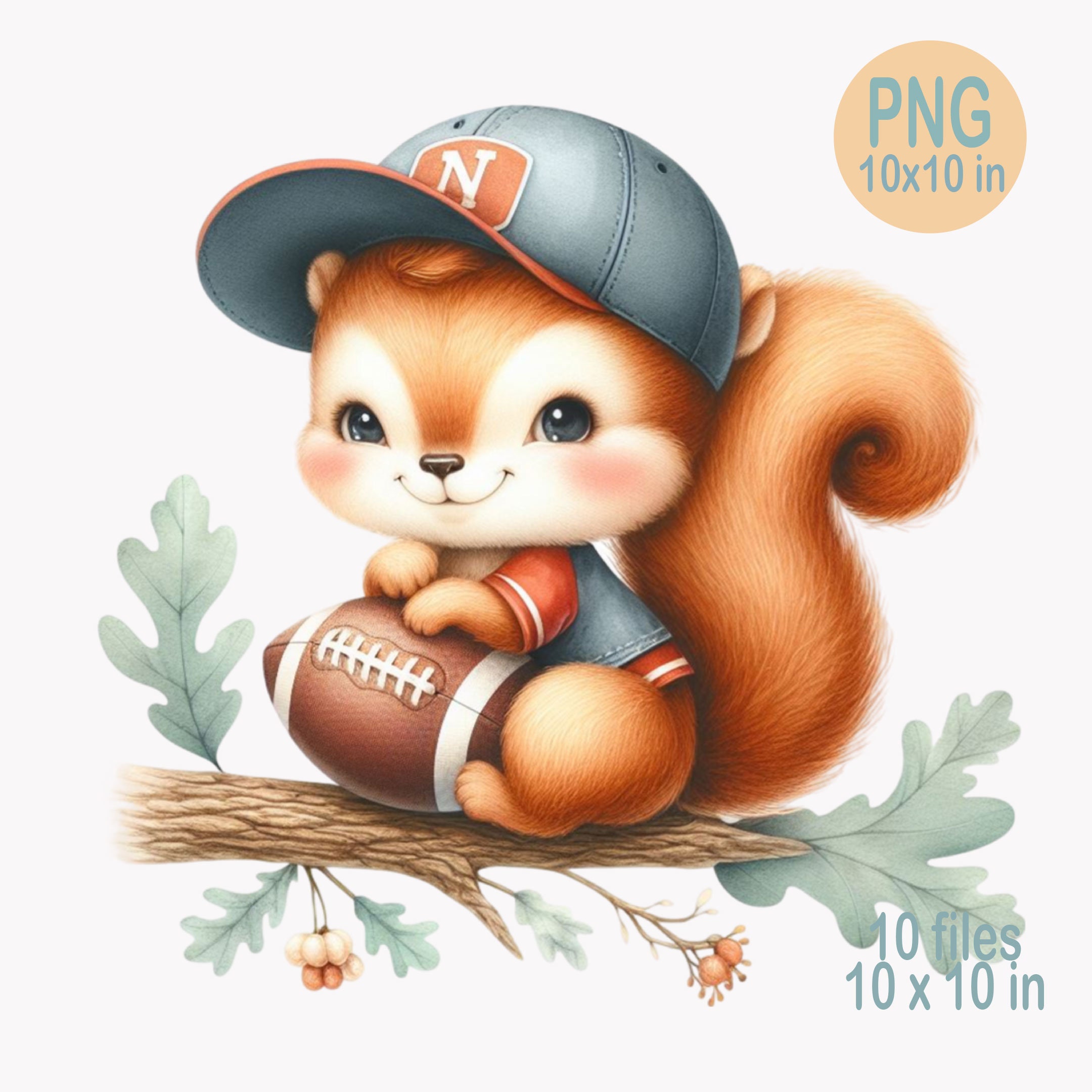 Squirrel Clipart, Sport Lovers Clipart, American Football, Watercolor ...
