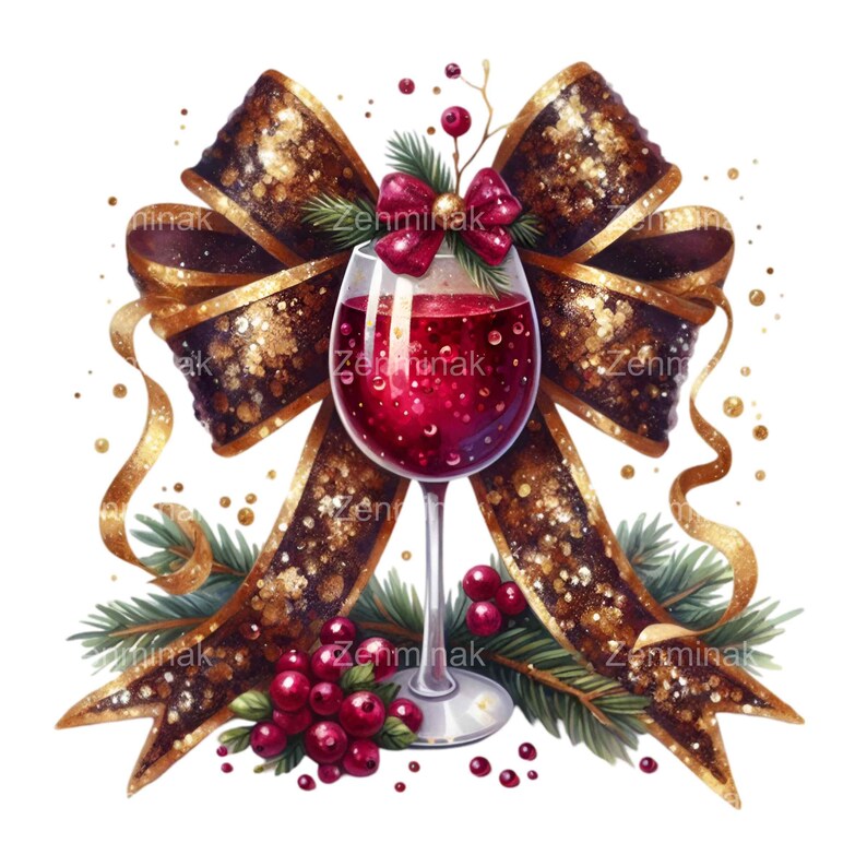 12 PNG Christmas Wine Glass Clipart – Festive Holiday Drink PNG – Gold ...