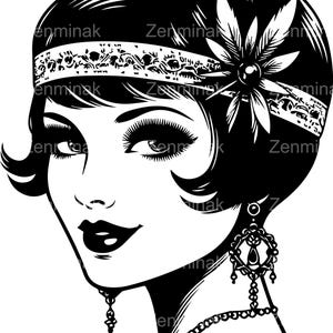 6 SVG Flapper Girl SVG Cut File – 1920s Woman With Short Hair, Headband ...
