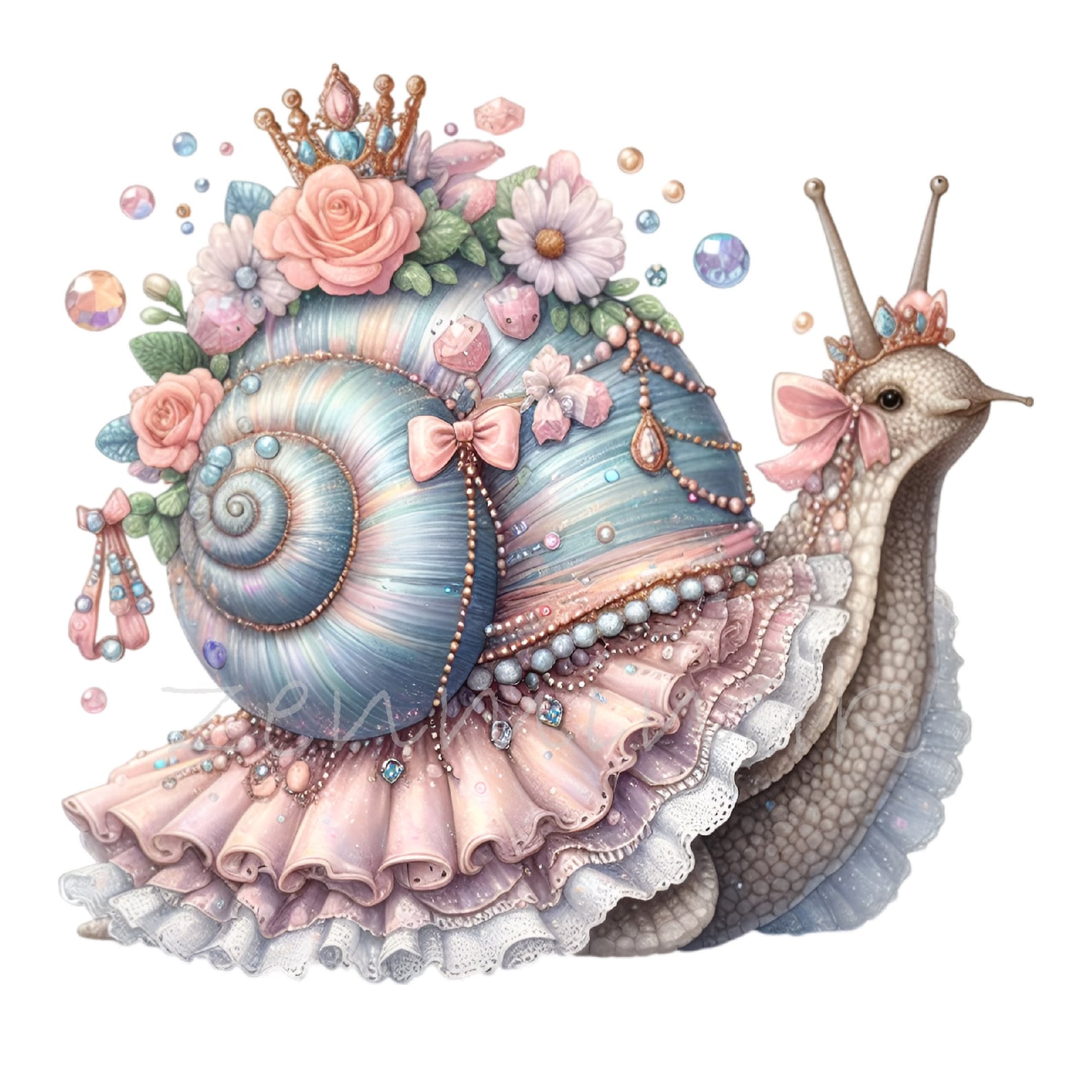 Princess Snail Clipart 14 PNG Adorable Cartoon Snail With Crown and ...