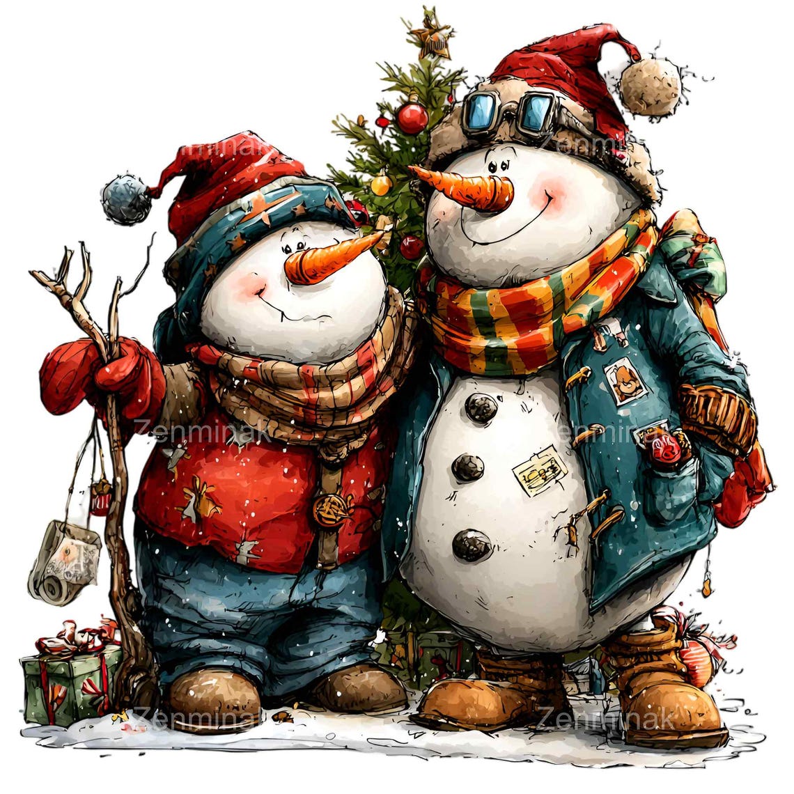 15 PNG Snowman Couple PNG – Cute Christmas Snowmen Clipart – Winter ...