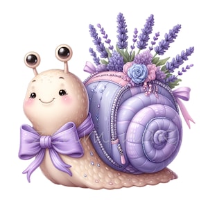 Snail With Lavender Backpack 10 Whimsical Spring Floral PNG Cute Garden ...
