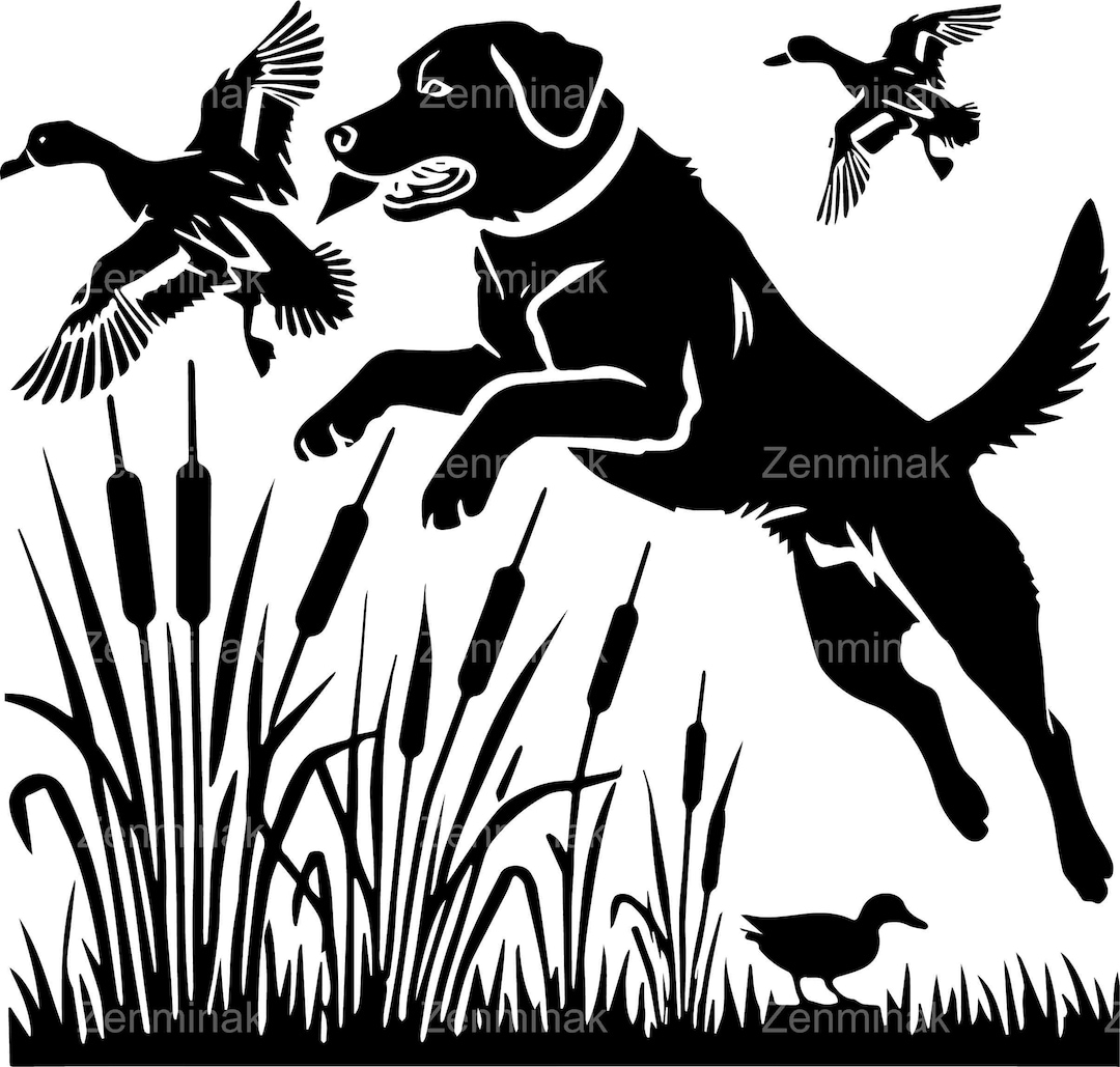4 SVG Jumping Labrador Dog SVG – Duck Hunting Silhouette Cut File ...