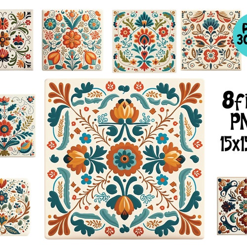 Portuguese Tiles Hand Painted Watercolor Clipart Antique - Etsy