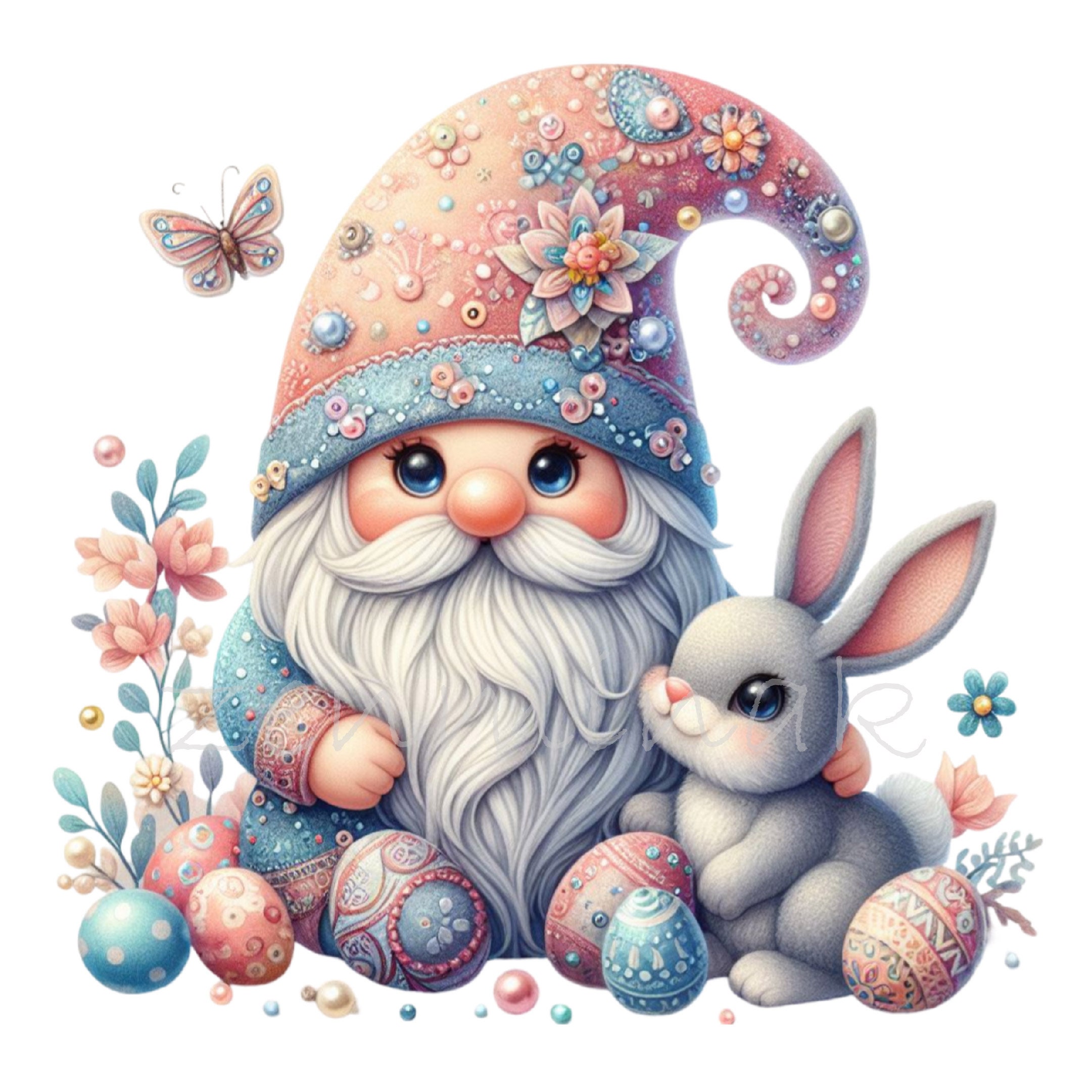 10 PNG Spring Gnome Clipart, Bunny Eggs Pastel Nursery Easter Art - Etsy