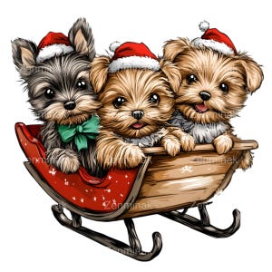 Christmas Puppies PNG Clipart 10 Cute Festive Puppies in Santa Hat and ...
