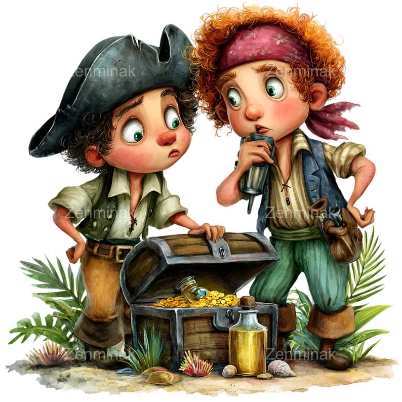 15 PNG Pirate Children Clipart, Treasure Chest Adventure Sea Ship - Etsy