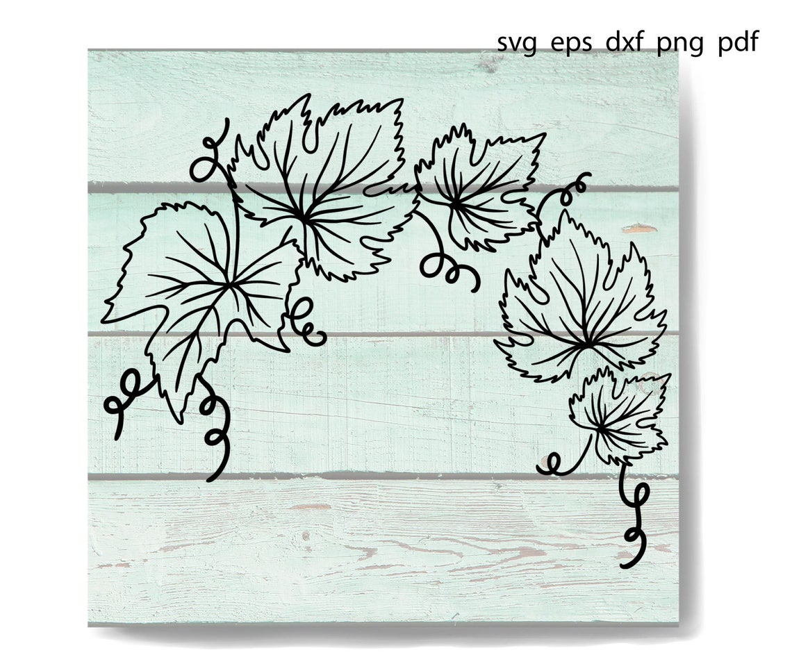 Grapevine wreath svg leaves decorative clipart png dxf | Etsy
