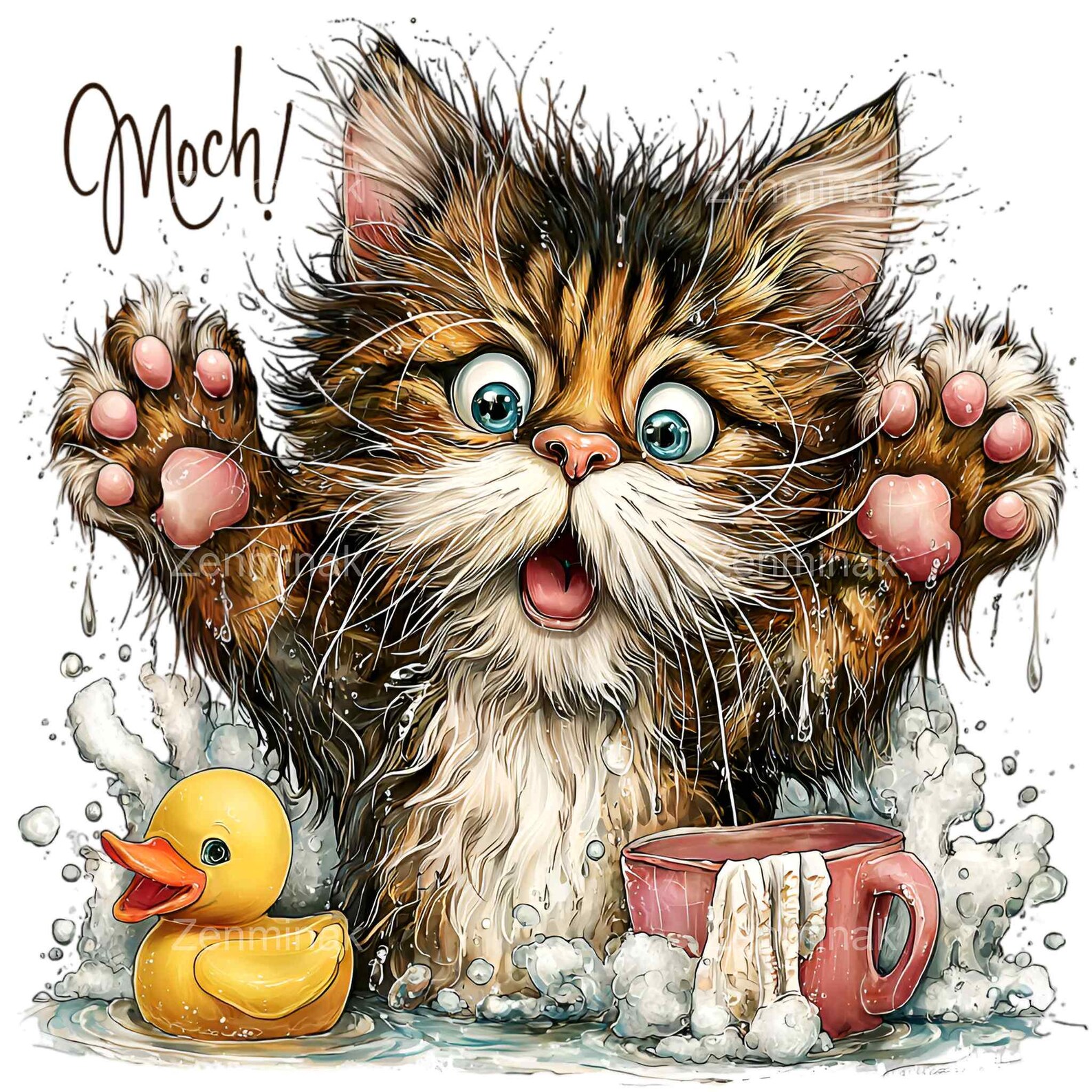 10 PNG Funny Kitten Bath, Messy Hair Cat Clipart - Etsy