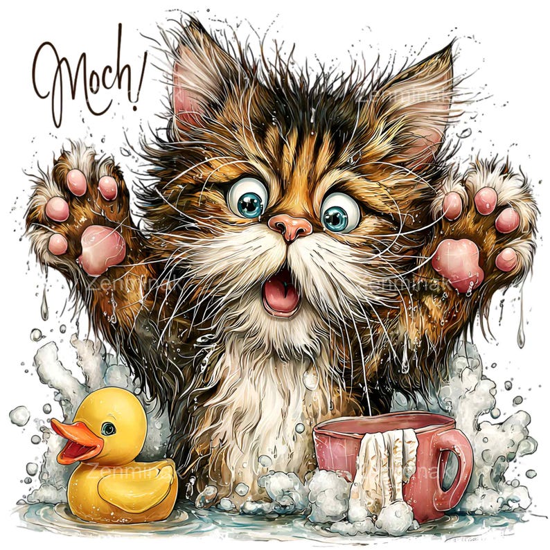 10 PNG Funny Kitten Bath, Messy Hair Cat Clipart - Etsy