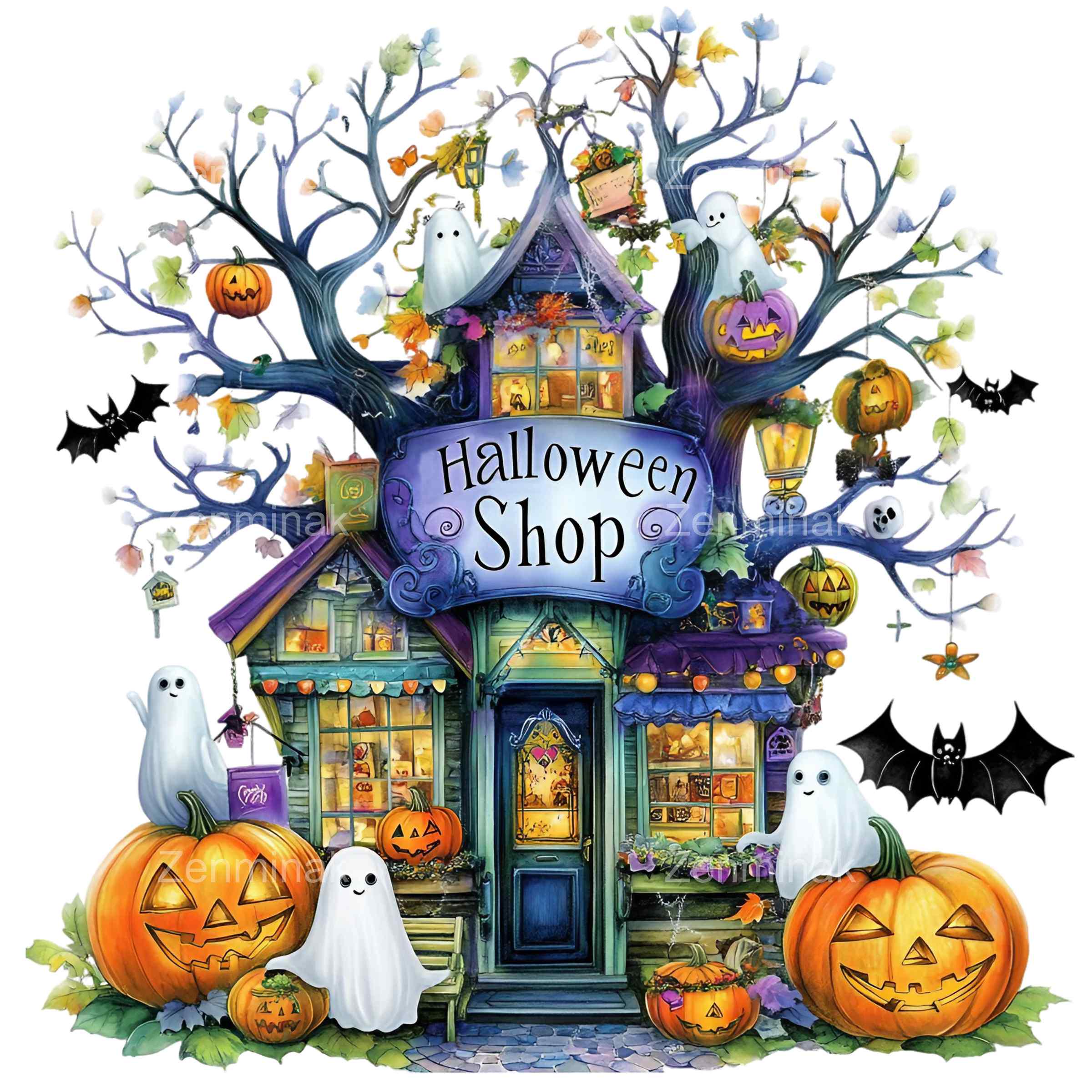 15 PNG Halloween Shop Sign Ghost Clipart Pumpkin Sublimation - Etsy