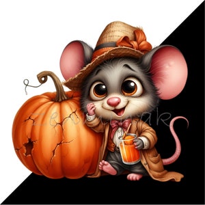 Cute Halloween Mouse 15 PNG Clipart Adorable Mouse in Witch Hat With ...