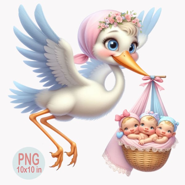 Stork Clipart - Etsy