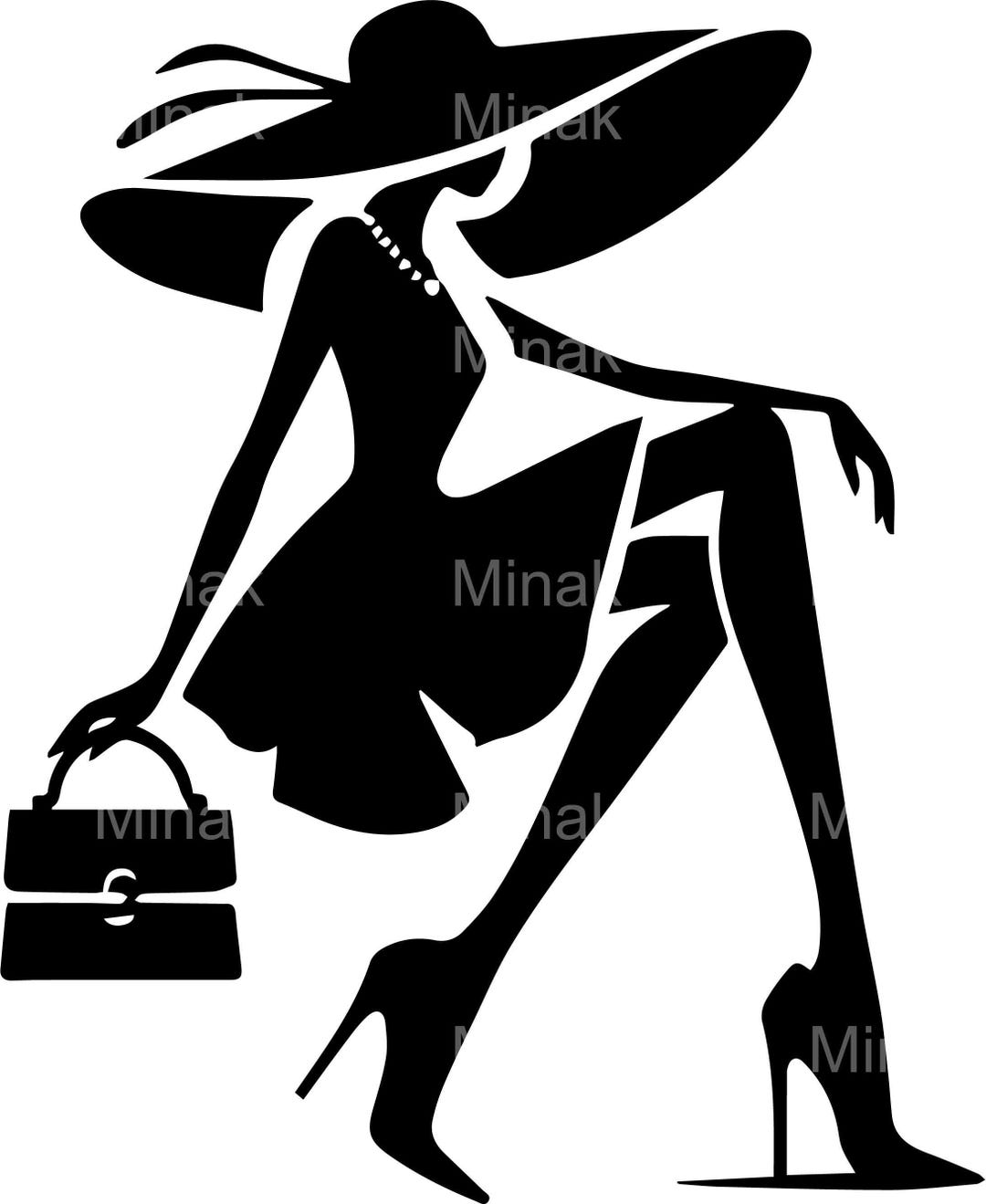 5 SVG Elegant Woman SVG Cut File, Lady in Heels With Hat and Purse ...