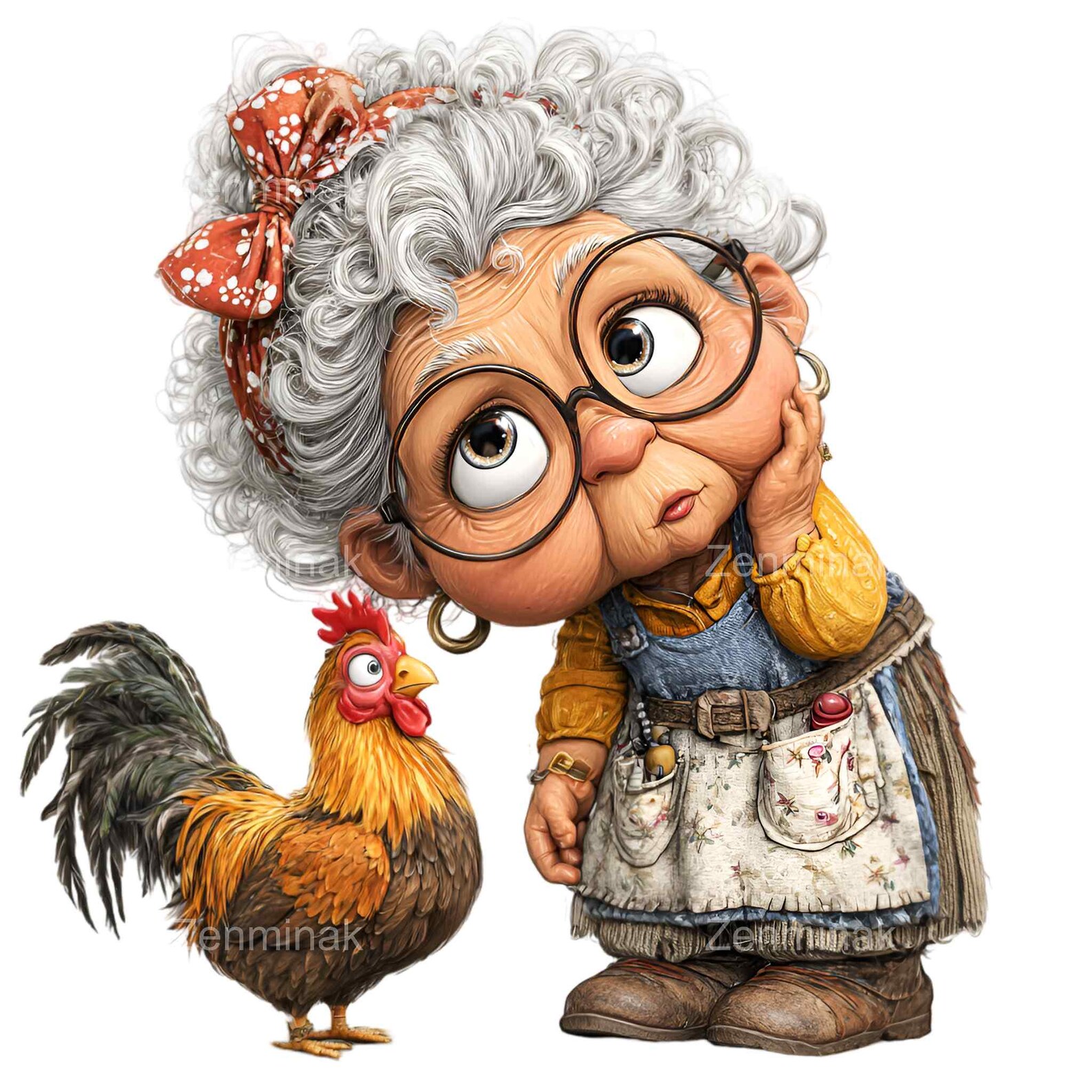 15 PNG Farm Grandma Clipart – Whimsical Lady With Chicken PNG ...