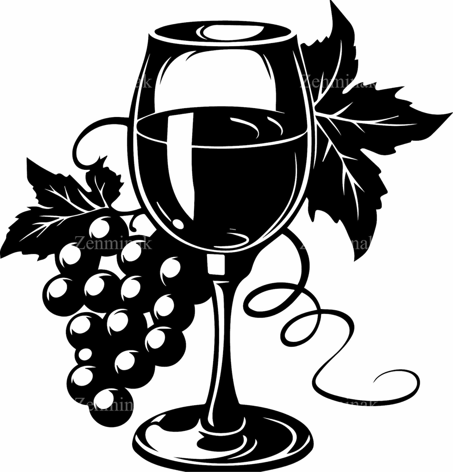 8 SVG Wine Glass – Grapes Cut File – Vineyard Silhouette Design for ...