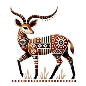 15 Tribal Antelope PNG Clip Art, African Animal Illustration, Ethnic ...